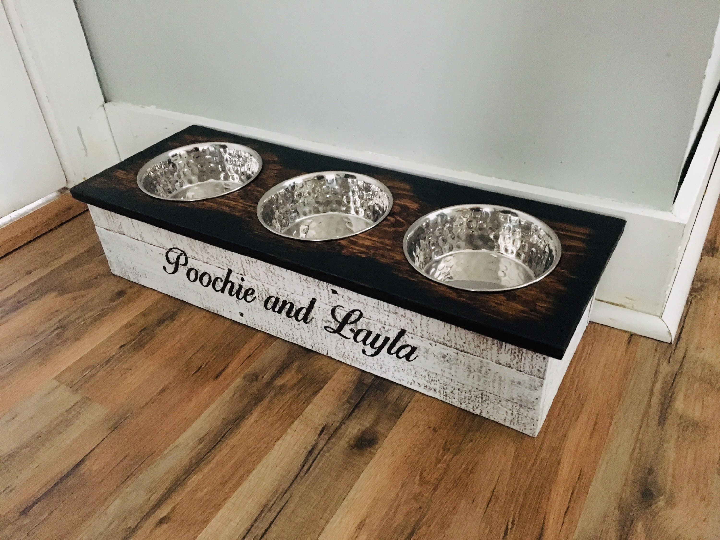 Personalized 3 Bowl Feeding Stand Dog and Cat Feeding | Etsy