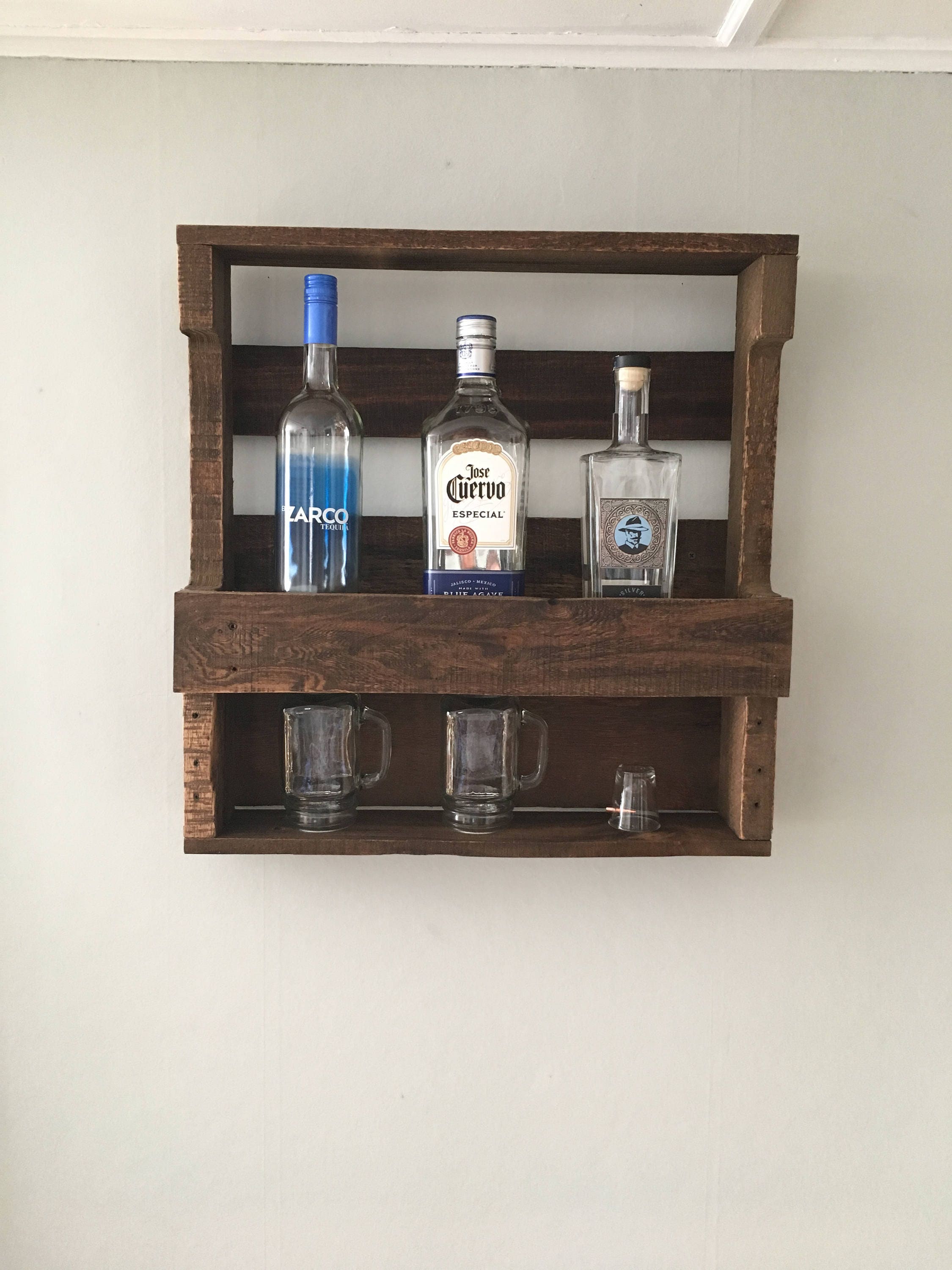 Liquor Wall Rack w/ personalization possible Wooden Beer | Etsy