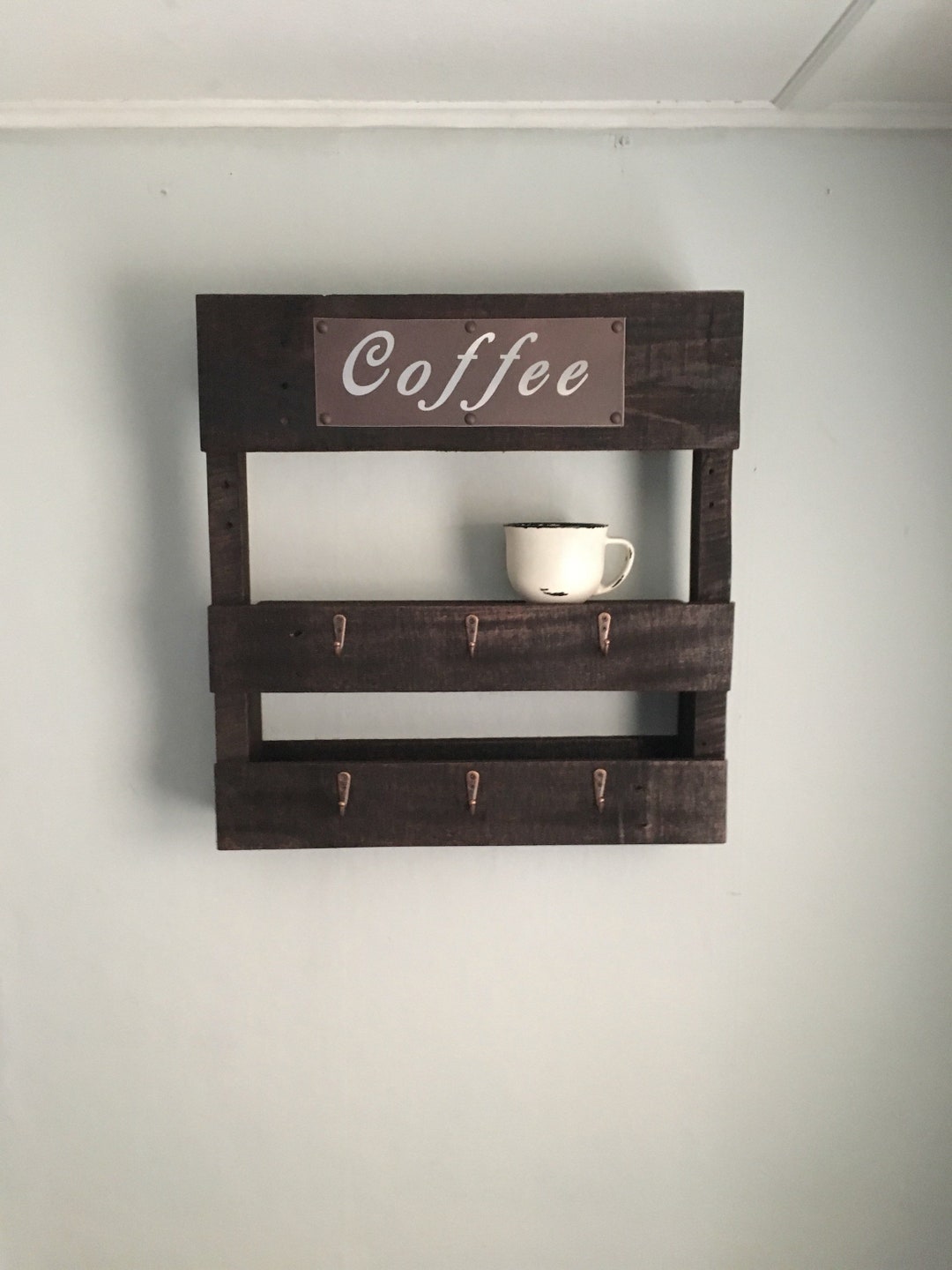 Coffee Bar Coffee Wall Rack Wood Pallet Coffee Cup Holder Coffee Bar ...