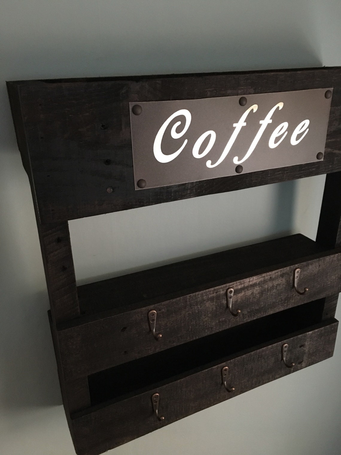 Coffee Bar Coffee Wall Rack Wood Pallet Coffee Cup Holder | Etsy