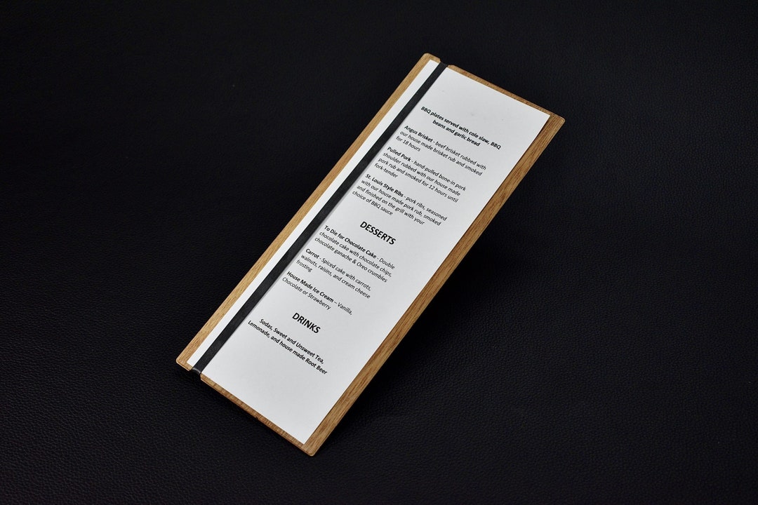 Slim Vertical Band Menu Board, Custom Wood Menu Holder, Personalized ...