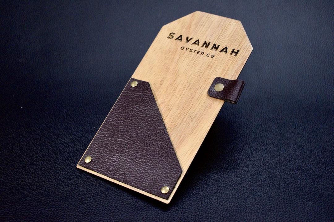 Slim Tombstone Bill Presenter, Custom Wood and Leather Check Presenter ...