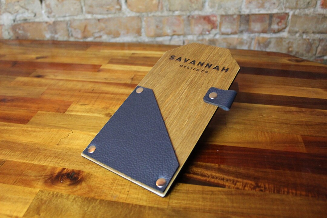 Custom Wood & Leather Bill Presenter: Classic Tombstone Check Presenter ...