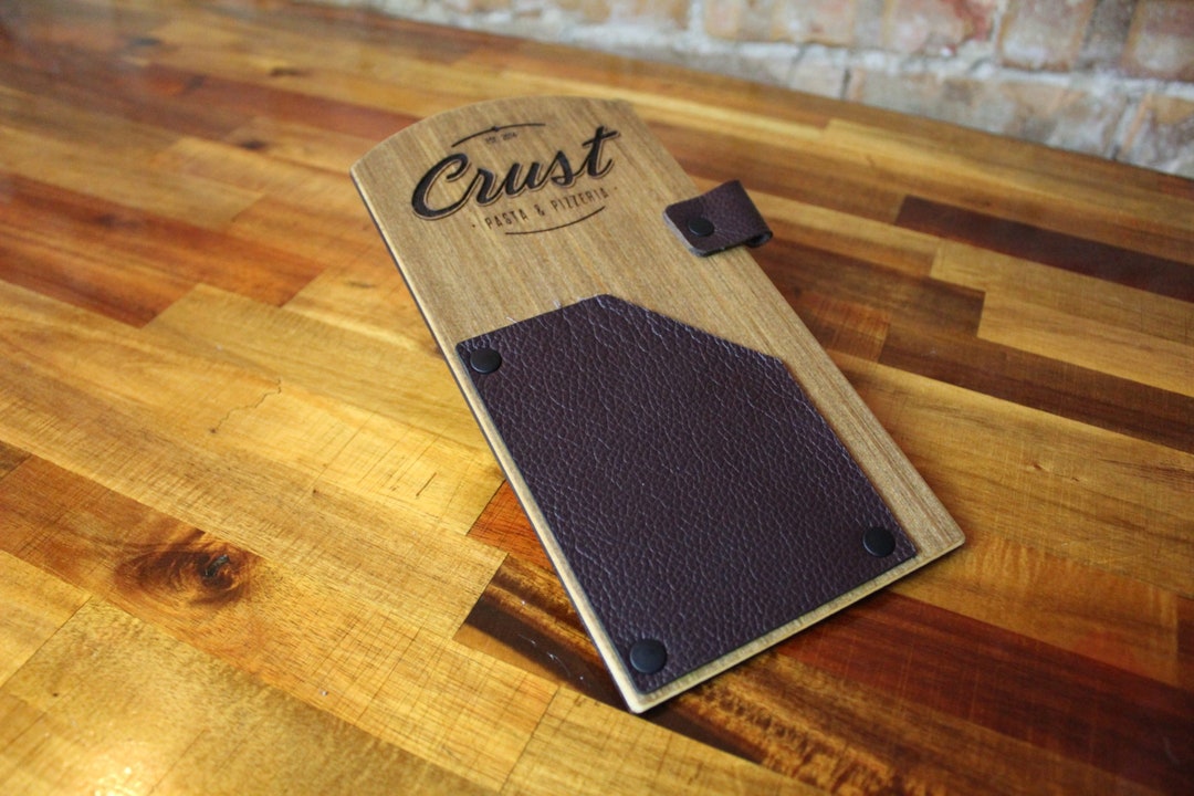 Classic Curved Bill Presenter, Custom Wood and Leather Check Presenter ...