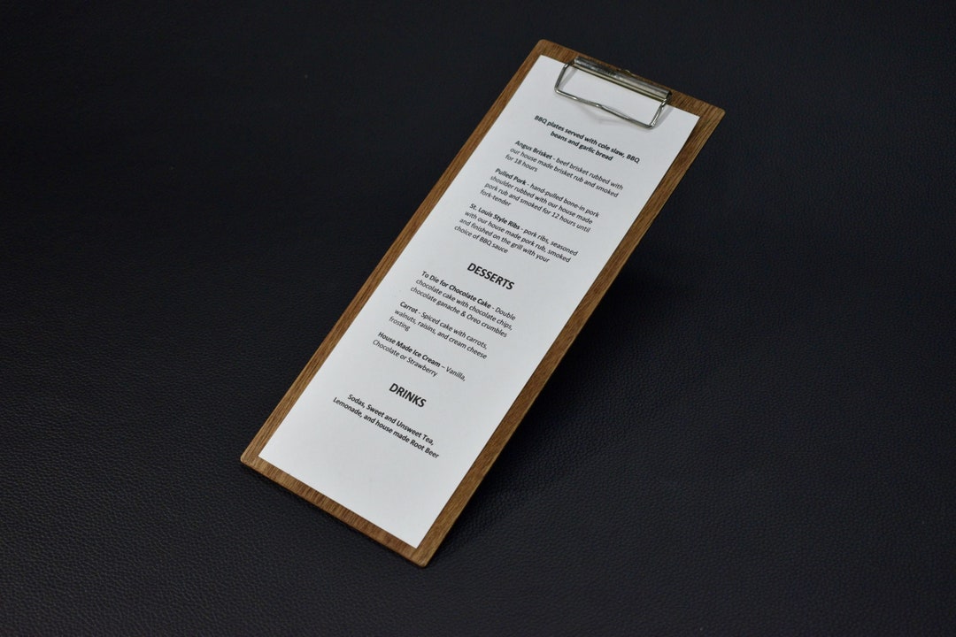 Slim Metal-clip Menu Board, Wood Menu Clip Board, Custom Wood Menu ...