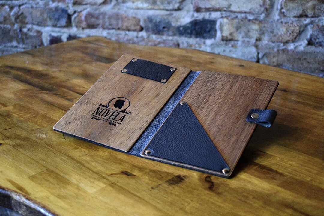 Large Wood and Leather Folding Bill Presenter - Etsy