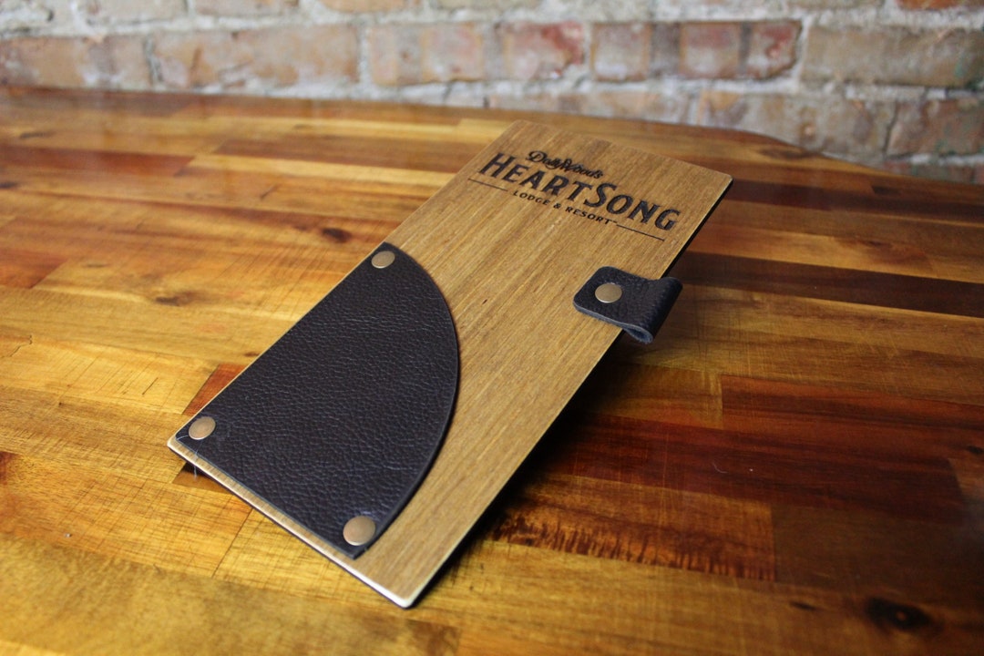 Classic Squared Bill Presenter, Custom Wood and Leather Check Presenter ...