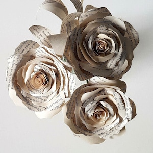 Book Paper Flowers, Vintage Wedding Decor, Book Lovers Flower, Book ...