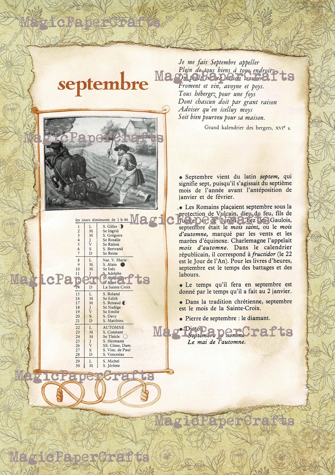 Junk Journal Vintage Calendar Printable, Digital Kit of 12 A4 Printable ...