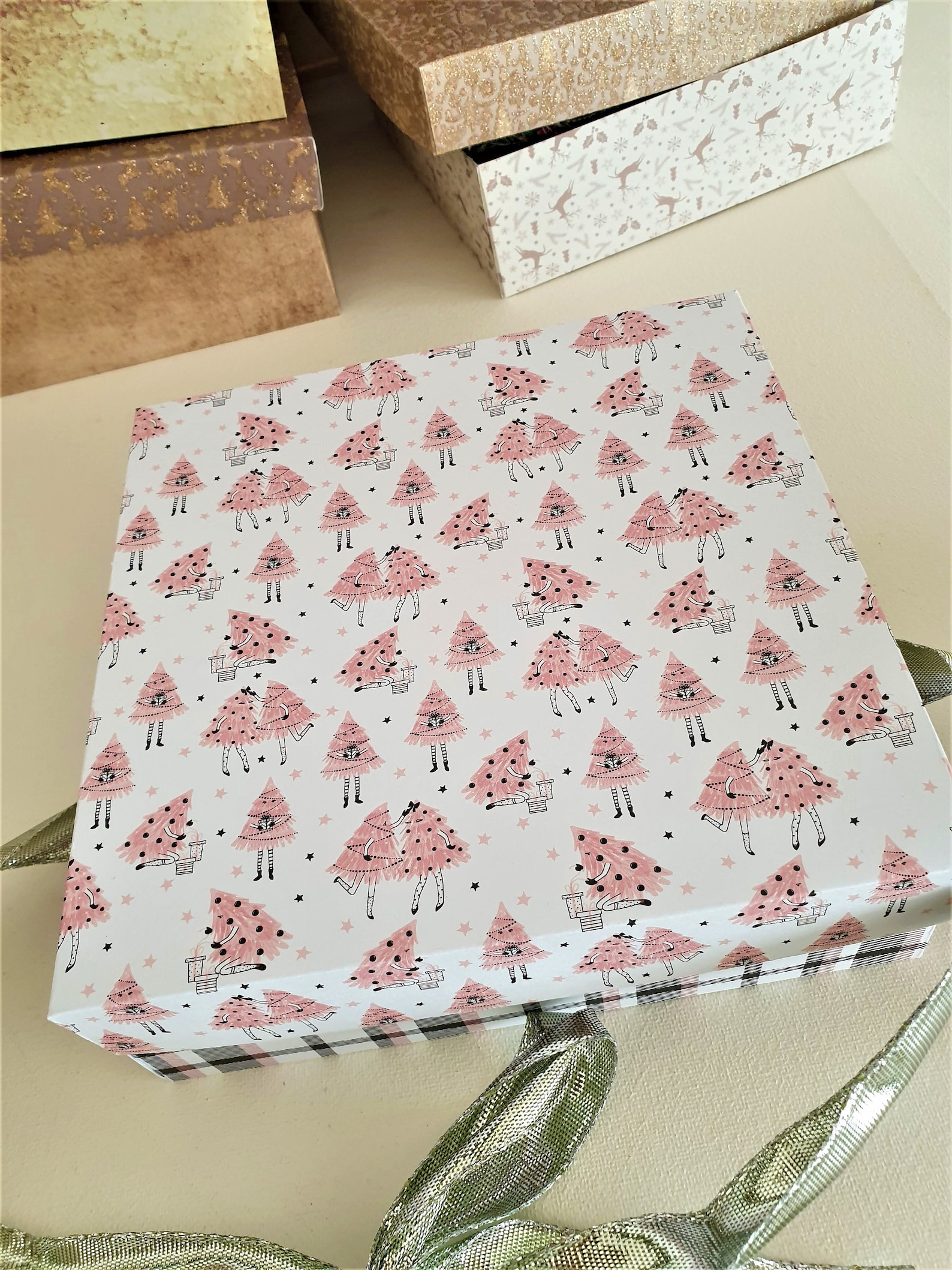 SET of THREE Christmas Gift BOXES, Christmas Gifting Boxes, Silver ...
