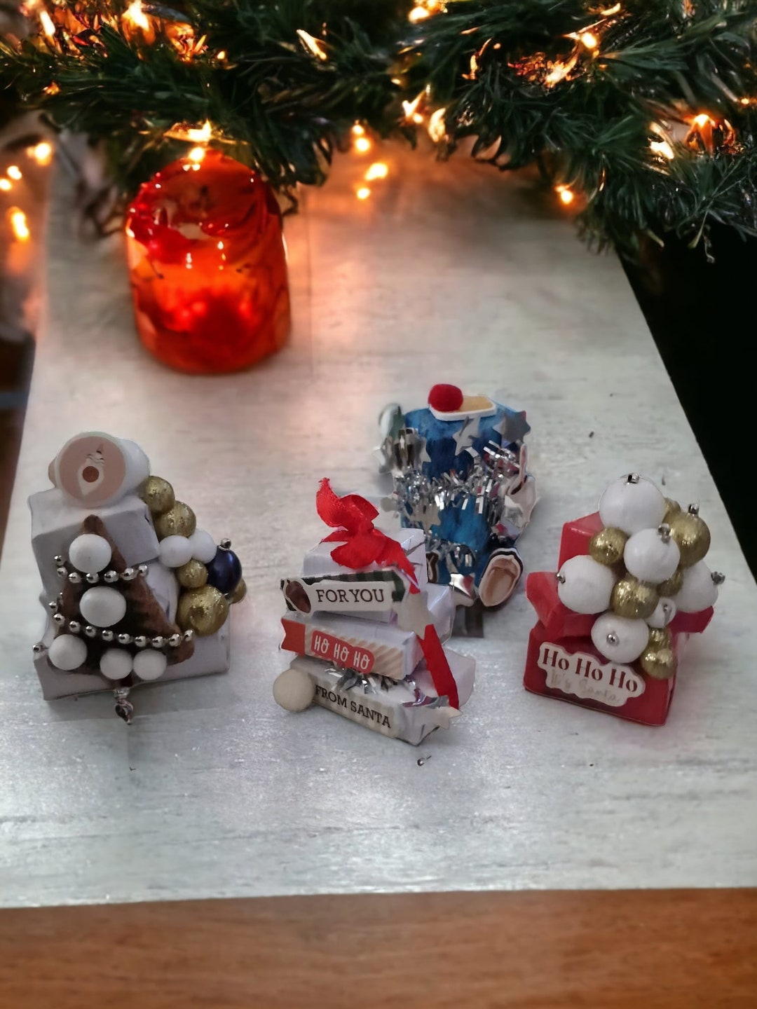 Miniature Christmas Gifts - Stack of 3 Gifts, SET of 3/5/10, Dollhouse ...