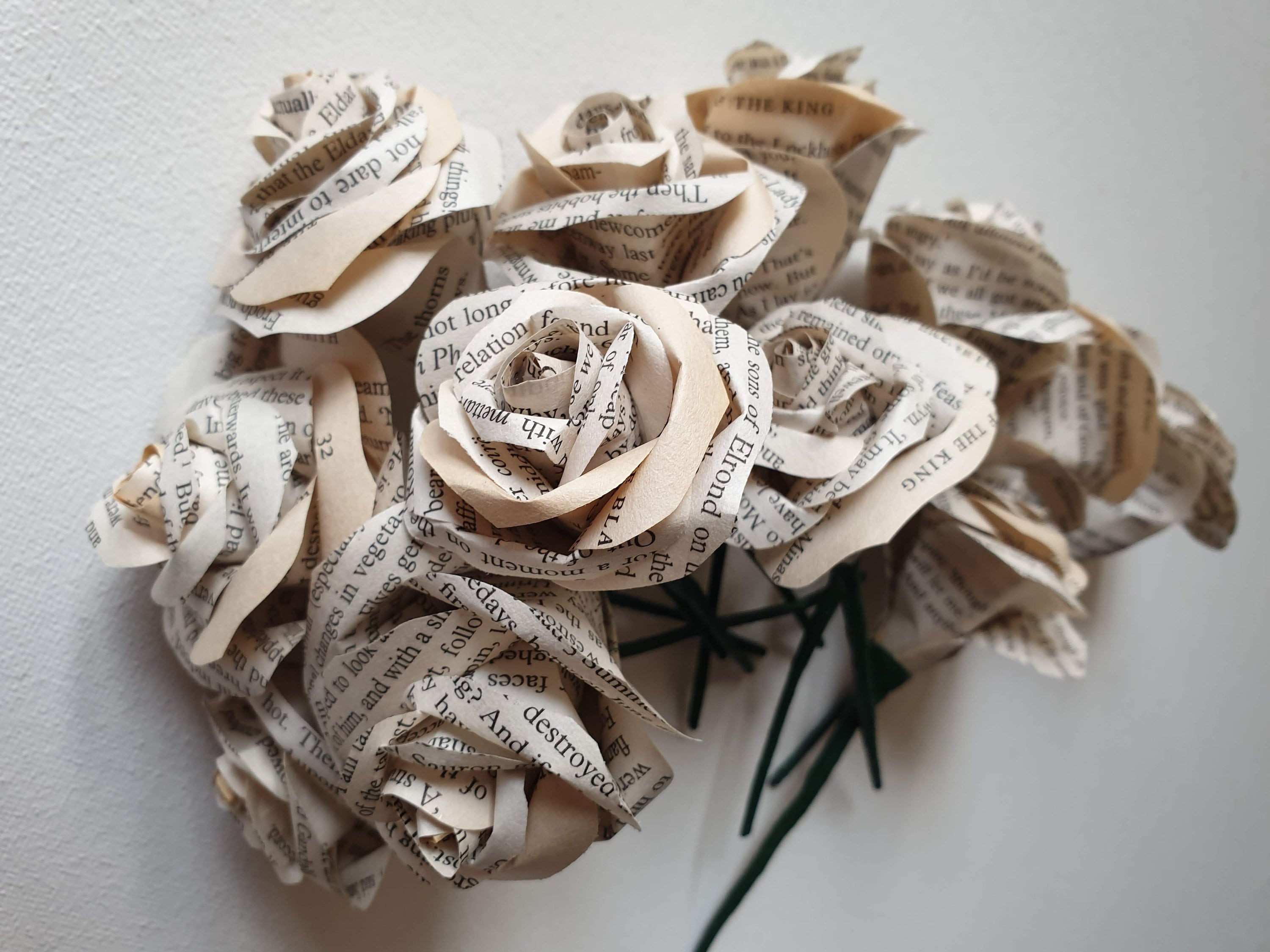 Book Pages Mini Flowers, SET of 10 FLOWERS, Book Pages Boutonniere ...