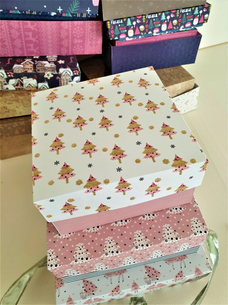 SET of THREE Christmas Gift BOXES, Christmas Gifting Boxes, Silver ...