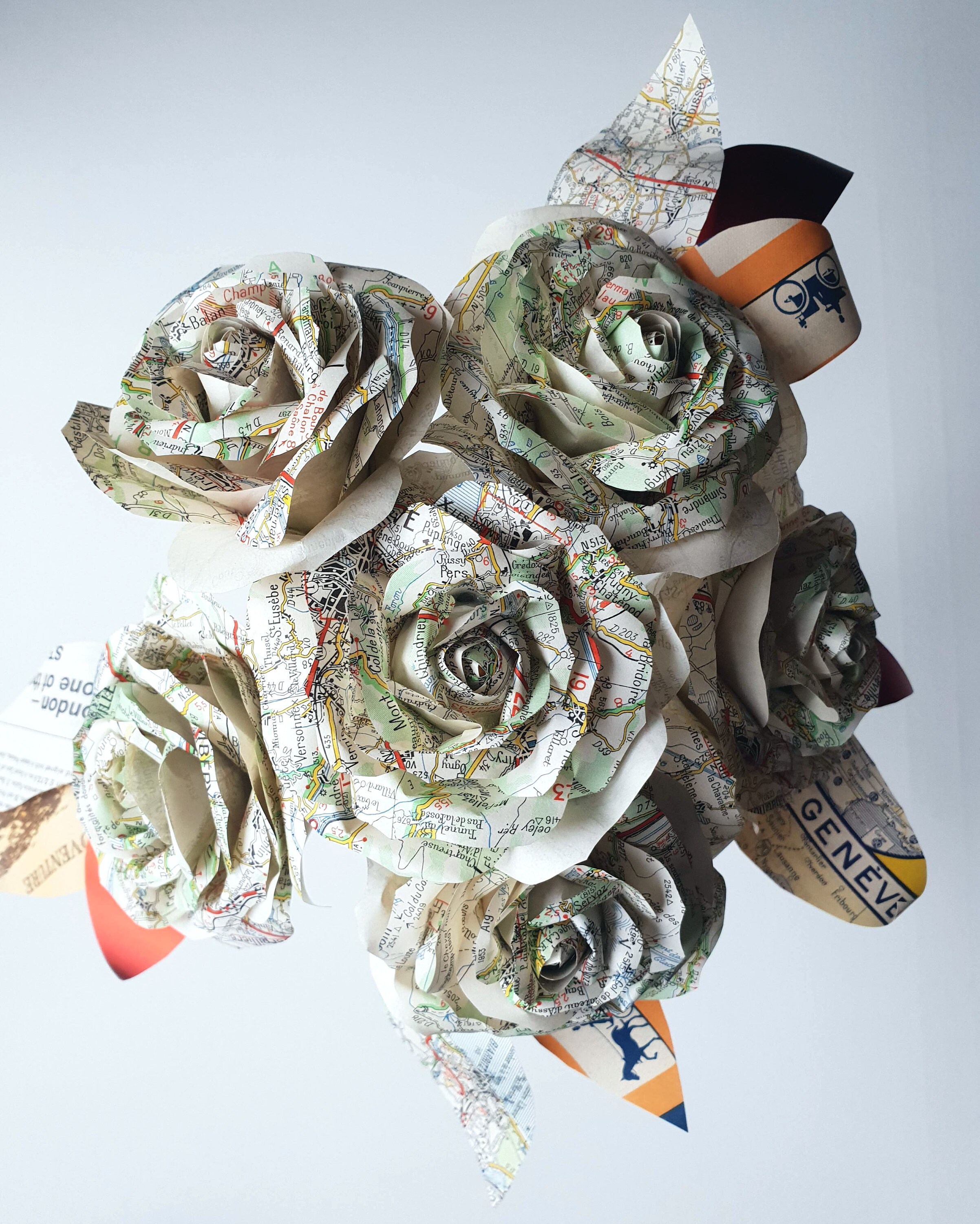 Travel Maps Flowers Bouquet CUSTOM ORDER/COLOURS Maps Page - Etsy