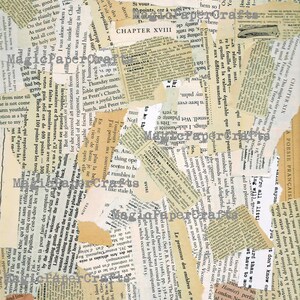 Book Pages Collages, Digital Kit of 4 A4 Printable, Vintage Book Pages ...