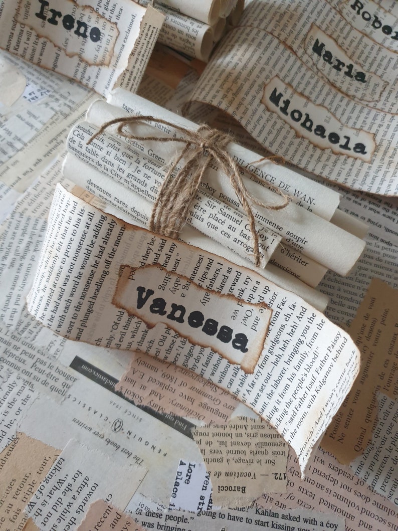 Book Theme Wedding Name Tags Book Theme Party Name Place - Etsy