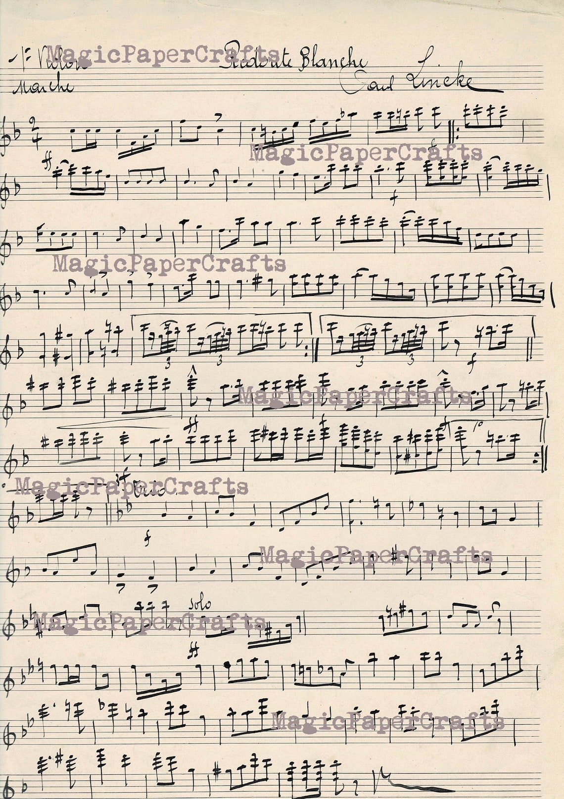 Vintage Handwritten Musical Notes, Digital Kit of 4 A4 Printable ...