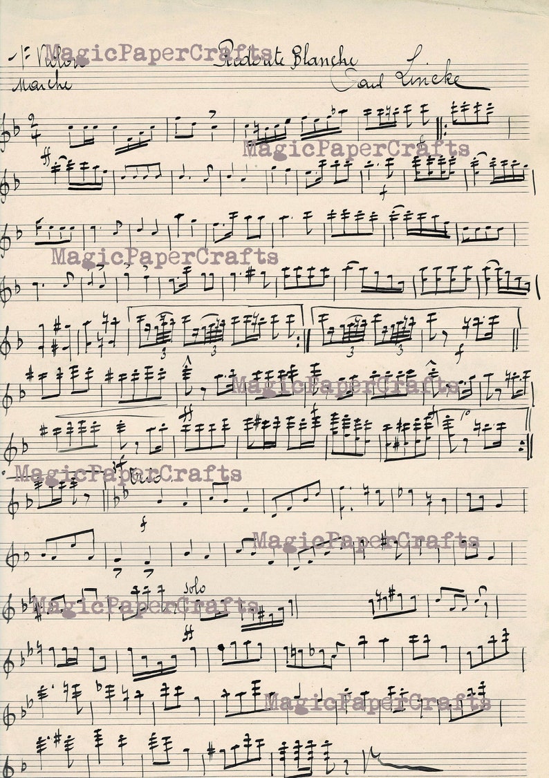 Vintage Handwritten Musical Notes, Digital Kit of 4 A4 Printable ...