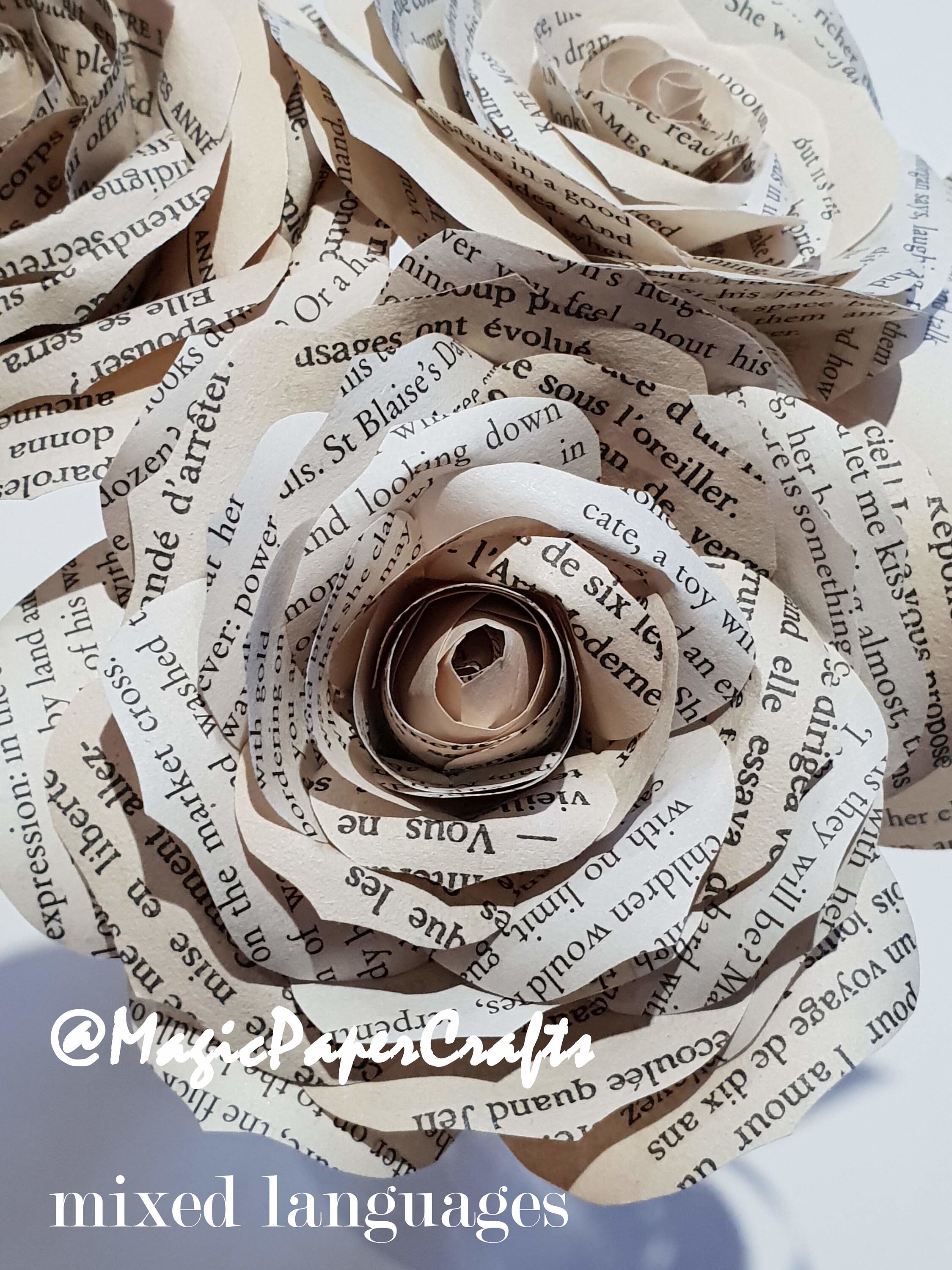 Book Paper Flowers Vintage Wedding Decor Book Lovers Flower - Etsy