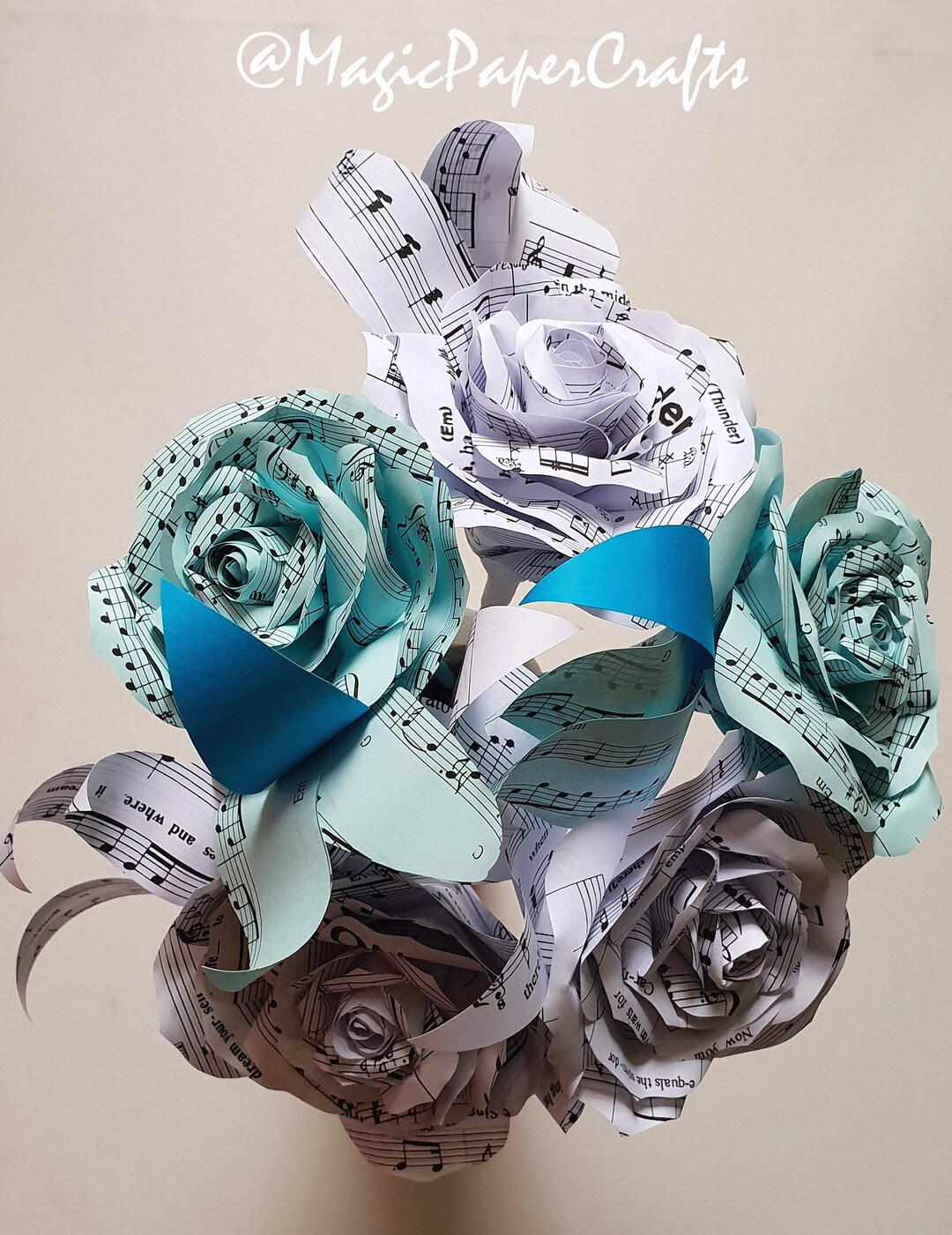 SET of 5 Musical Sheets Flowers, Custom Song/colour, Favourite Song ...