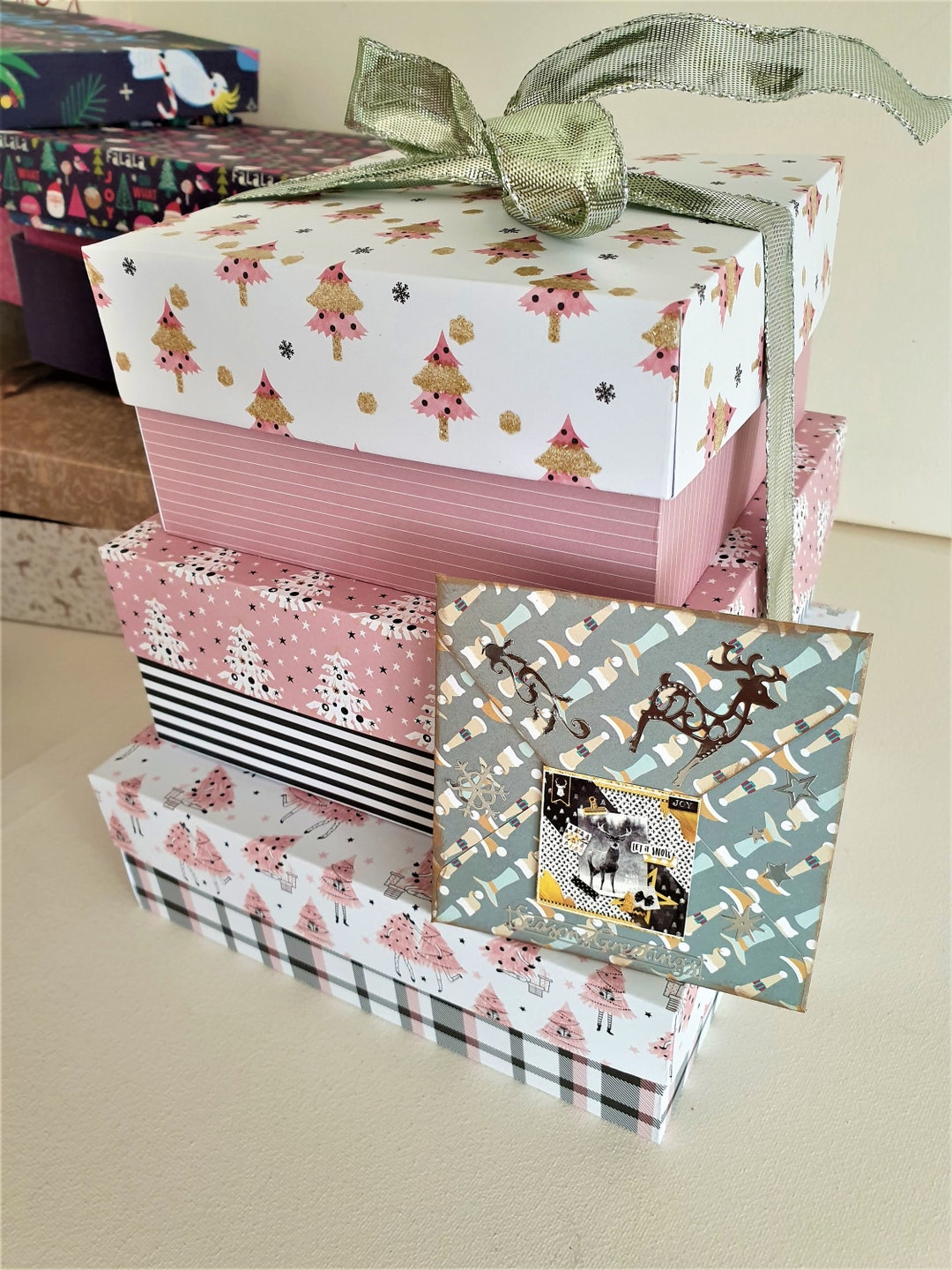 SET of THREE Christmas Gift BOXES, Christmas Gifting Boxes, Silver ...