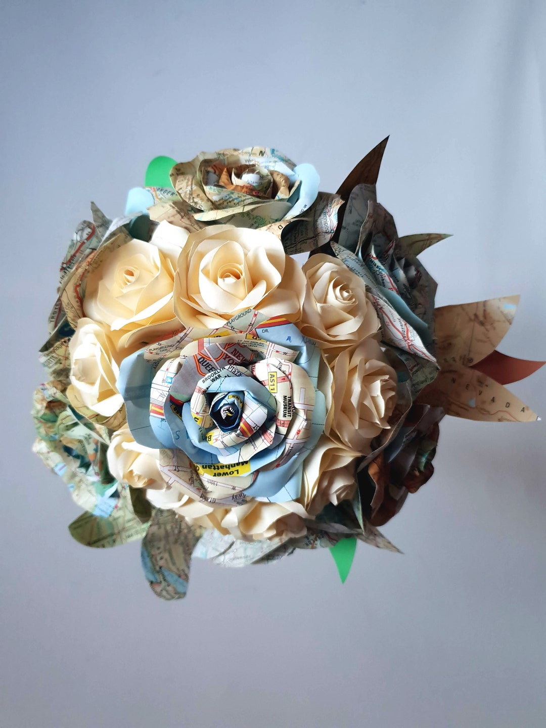 Travel Maps Flowers Bouquet CUSTOM ORDER/COLOURS, Maps Page Flowers ...