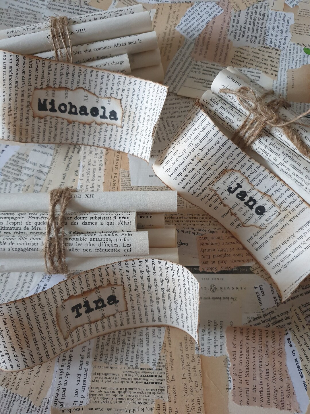 Book Theme Wedding Name Tags, Book Theme Party Name Place Tags, SET of ...