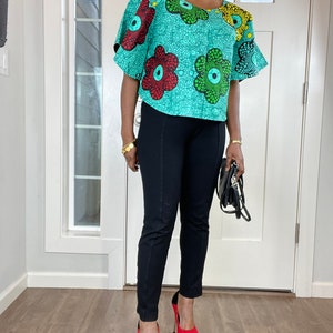 African Clothing for Women/ African High Low Crop Top/ African Cape Top ...