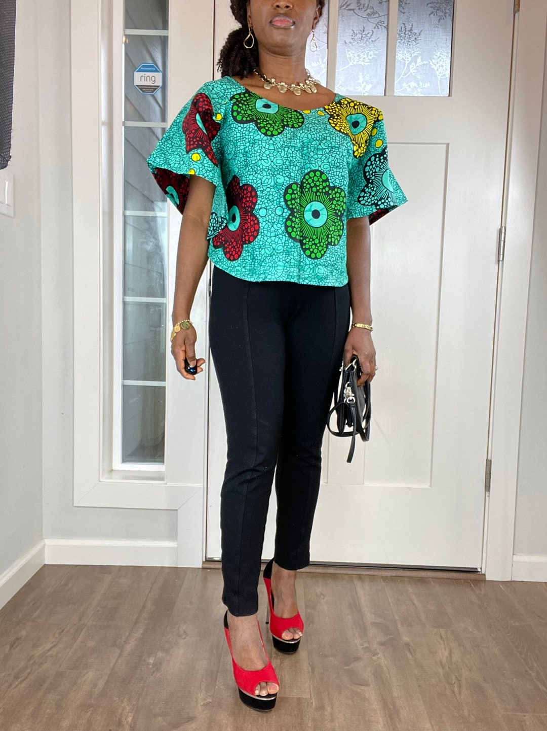 African Clothing for Women/ African High Low Crop Top/ African Cape Top ...