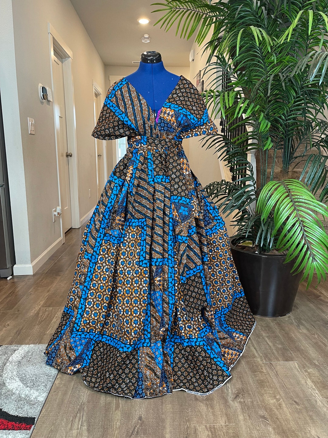 African Dress/ Ankara Dress/blue Ankara Dress/ African Clothing for ...