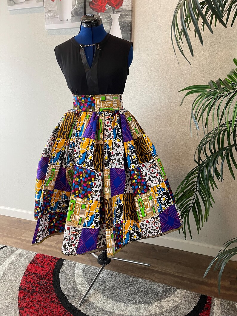 Ankara Midi Skirt: African Print, Full Flare, Box Pleated - Etsy