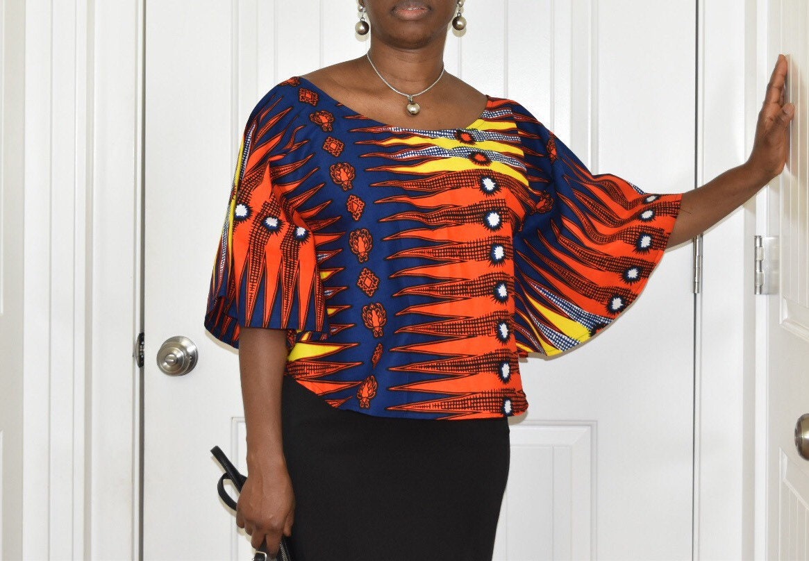 African Clothing for Women/ African High Low Crop Top/ African Cape Top ...