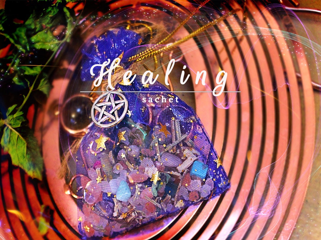 HEALING Sachet With Crystals, Herbs and Salt | Charm Bag | Pentacle ...