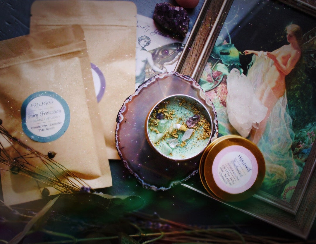 FAIRY WITCH Magick Spell Kit Fairy Crystal Candle Ritual Salt Herbal ...