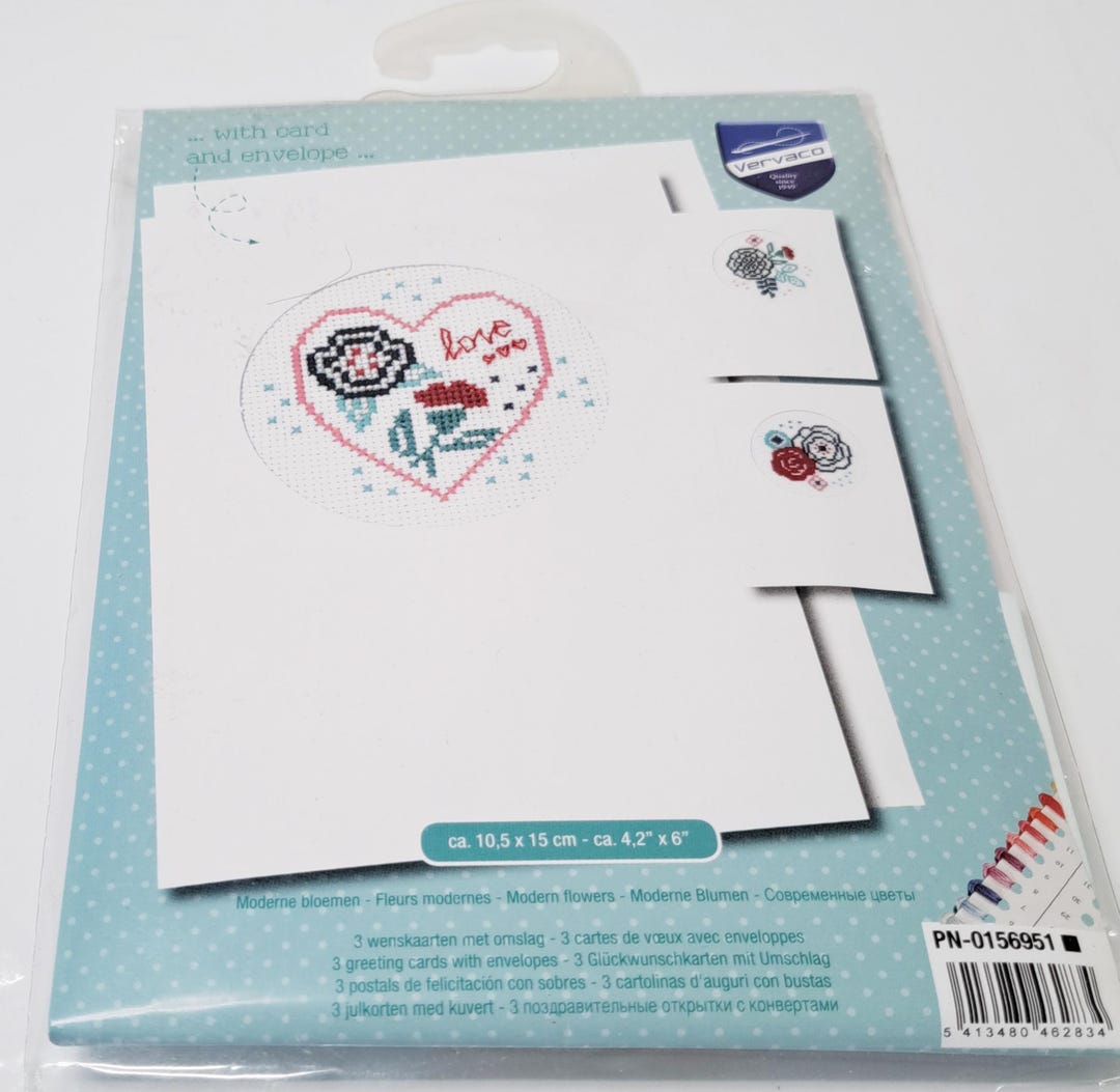 Cross Stitch Greetings Card Sets. Lovely Floral Designs. Set of 3 ...