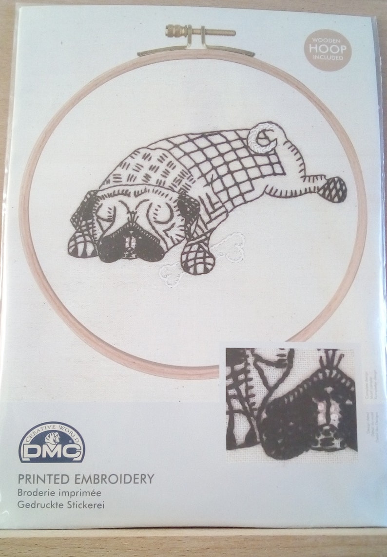 DMC Dozing Doug Embroidery Kit – Reigning Cats and Dogs, With Hoop ...