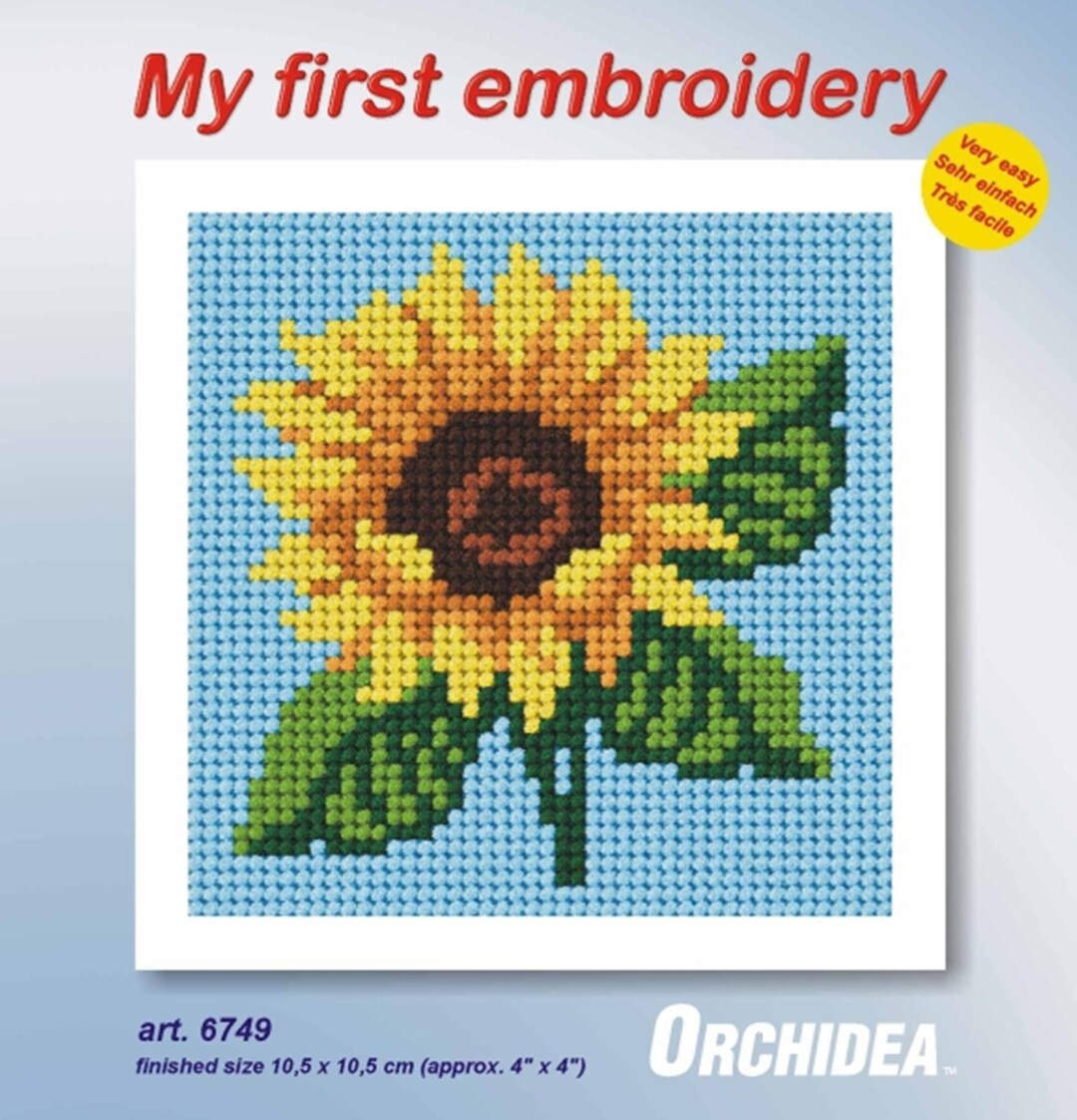 Sunflower Needlepoint Kit. My First Embroidery Kit. Simple Needlepoint ...