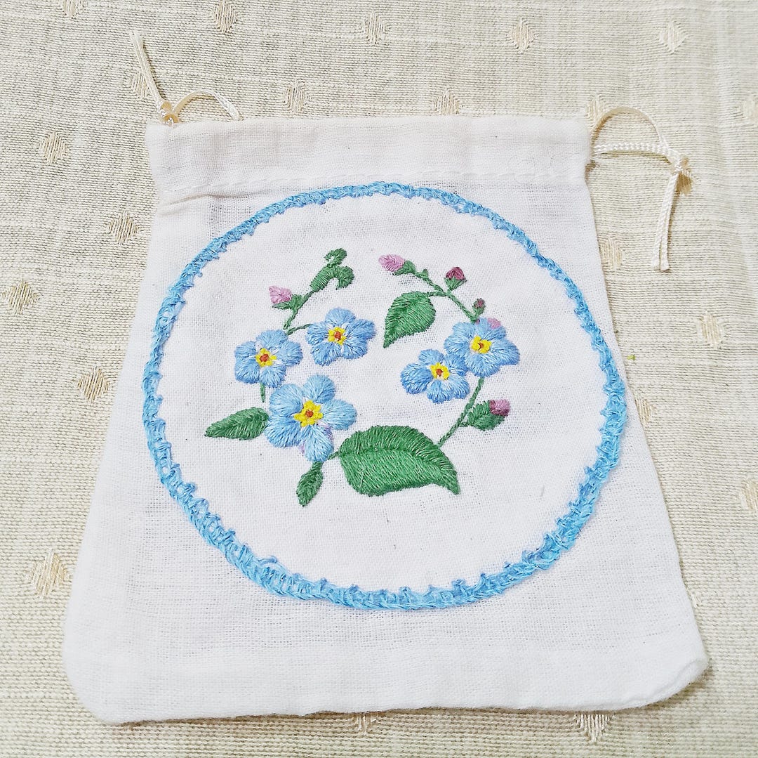 Hand Embroidered Forget-me-not Scented Sachet. Choose Your Own ...