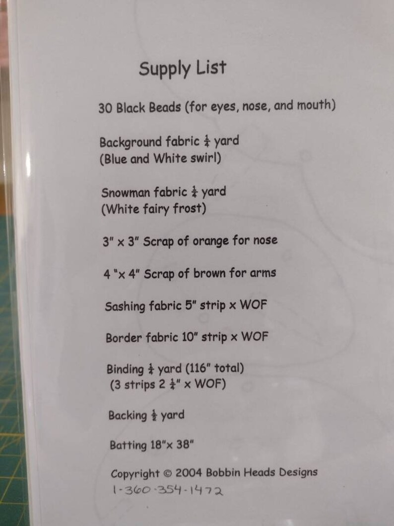 Bobbin Heads Pattern Cp115 Melting Snowman Quilted Wallhanging 16 X 36 ...