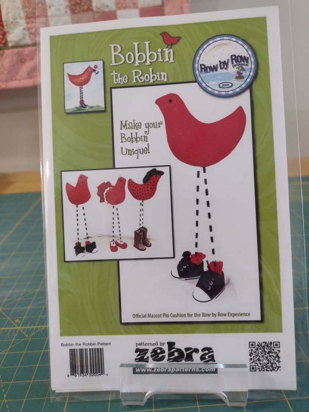 Zebra Patterns Bobbin the Robin Pincushion, Unique, Official Mascot for ...