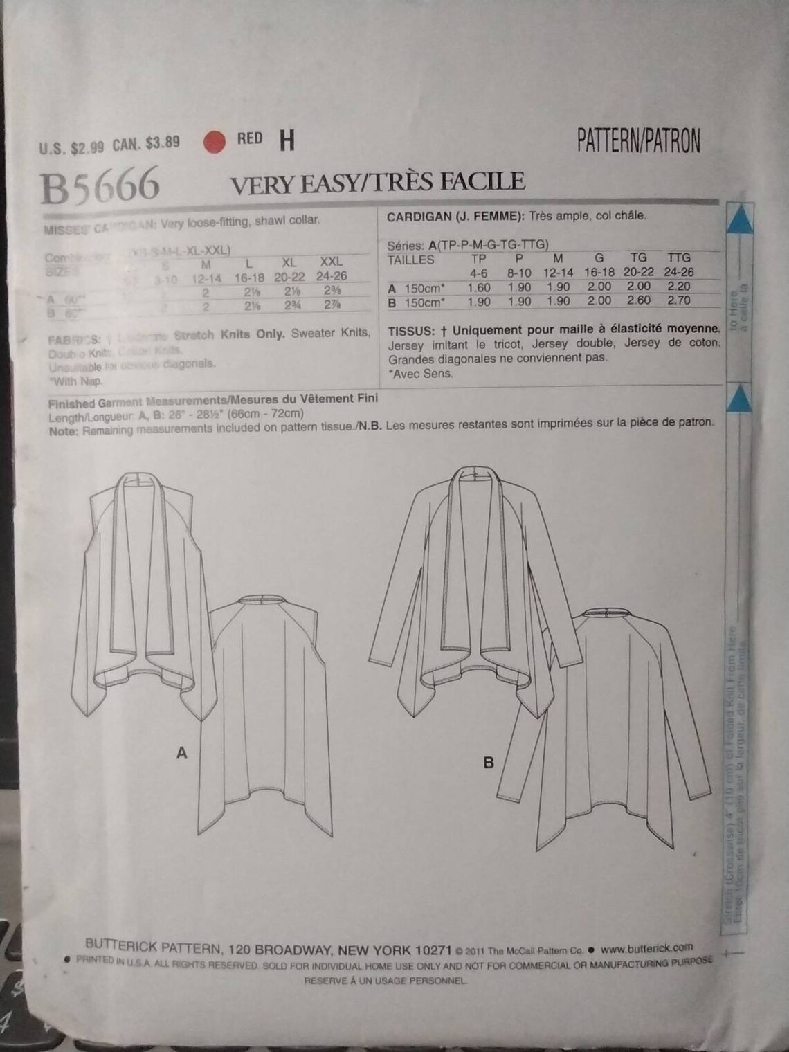 See&sew B5666 Pattern Misses Cardigan Very Easy UNCUT Size - Etsy Canada