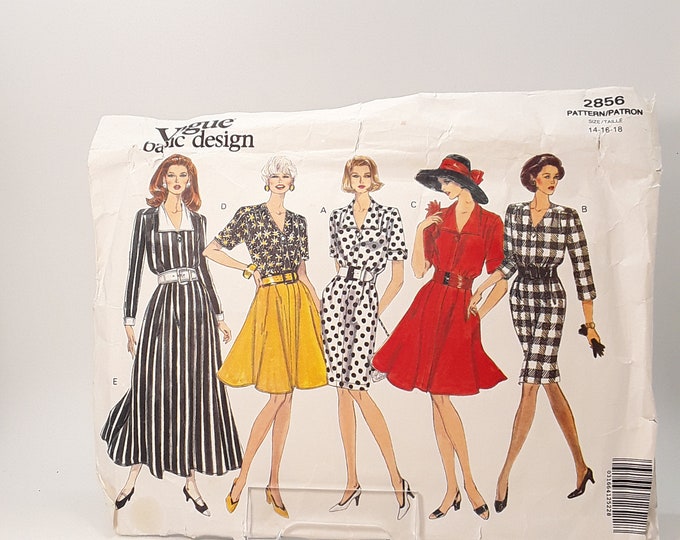 Vogue 2856 Vogue Basic Design Misses Dress 5 Styles Vintage 80s ...