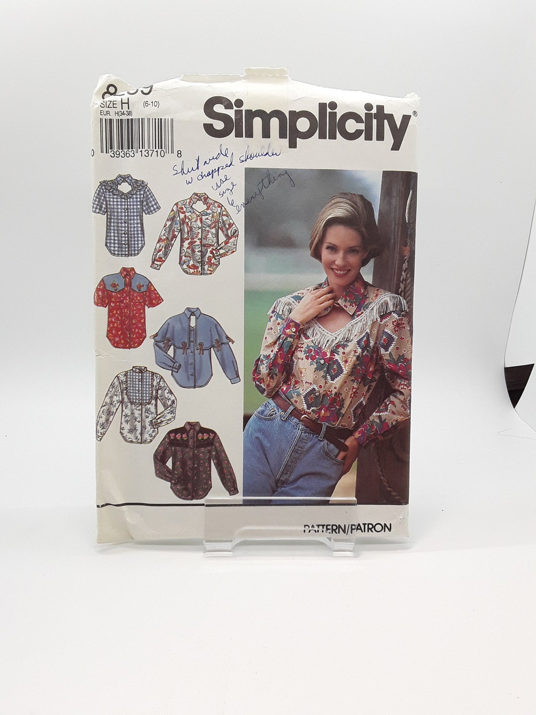 Simplicity 8259 Pattern Misses Shirts, Western, Size 6-8-10, Vintage - Etsy