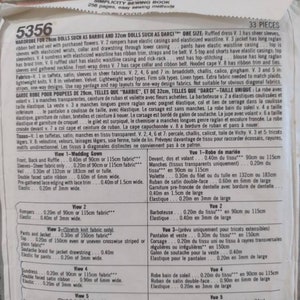 Simplicity 5356 Pattern Wardrobe for 29 Cm Dolls Barbie, and 32 Cm ...