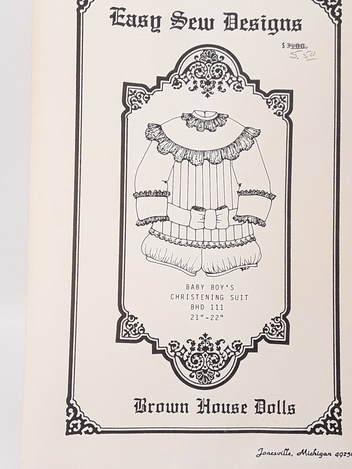 Brown House Dolls Patterns Easy Sew Designs Baby Boy Doll Christening ...