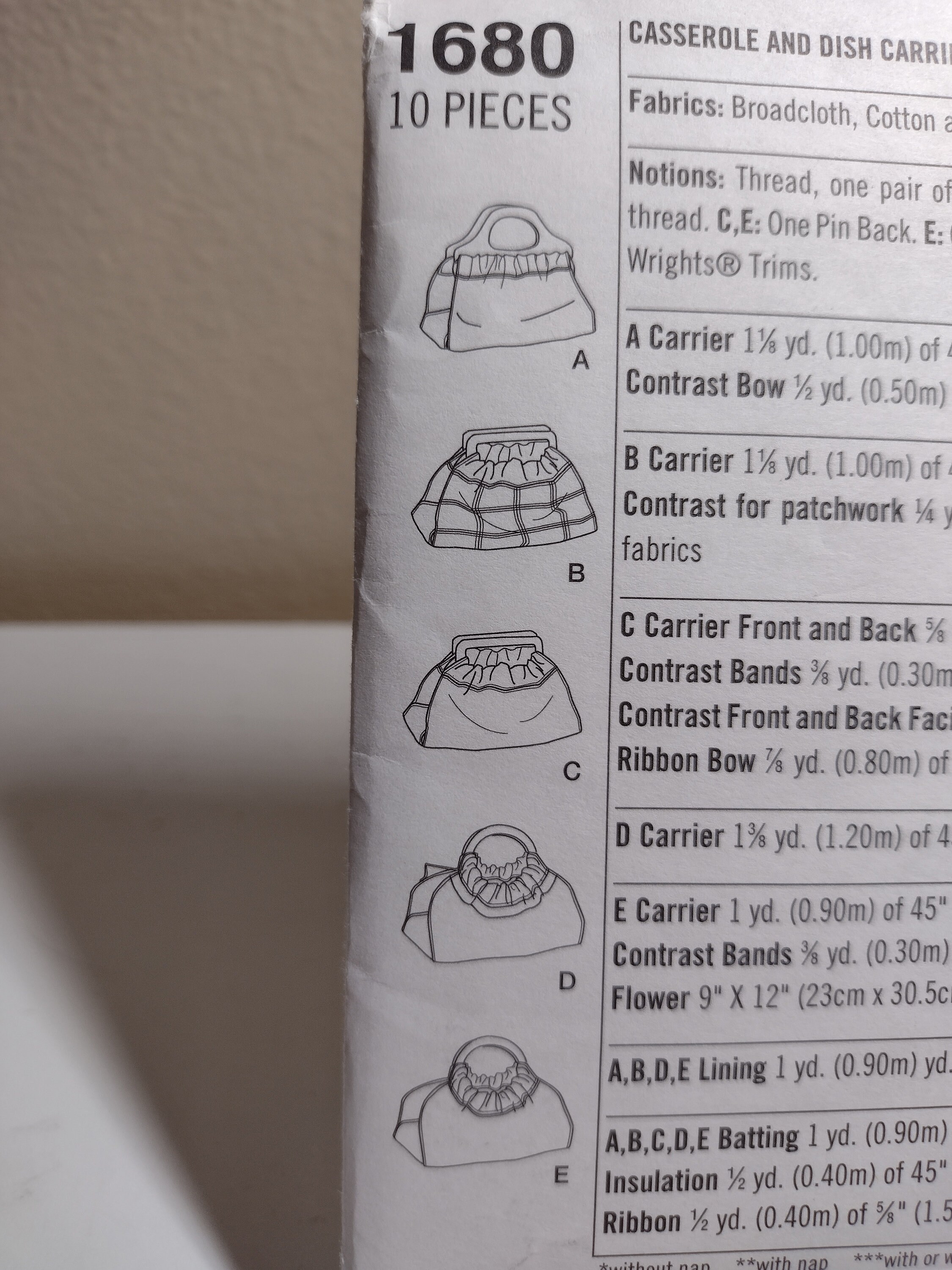 Simplicity 1680 Pattern Casserole and Dish Carriers UNCUT 5 Styles - Etsy