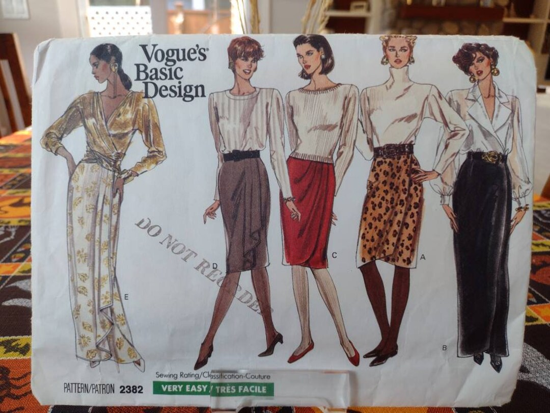 Vogue 2382 Basic Design Misses Skirt, Very Easy, UNCUT, Size 6-8-10 and ...