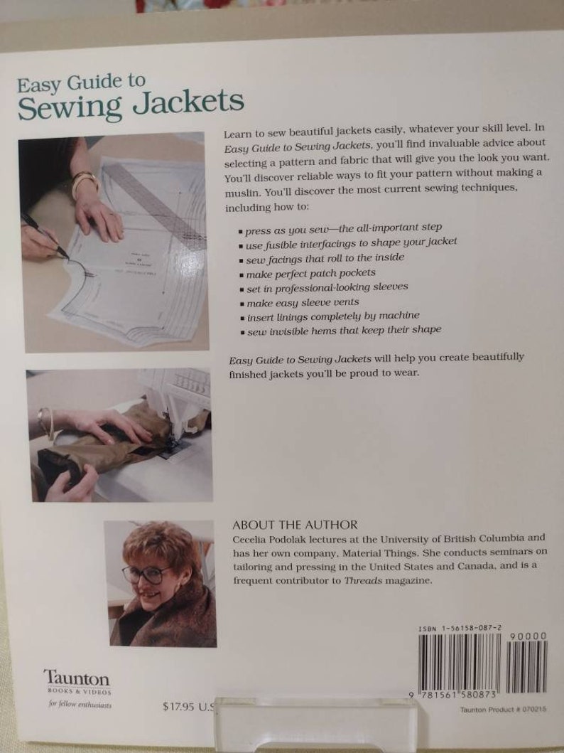 Easy Guide to Sewing Jackets Book, Cecelia Podolak, New Condition ...