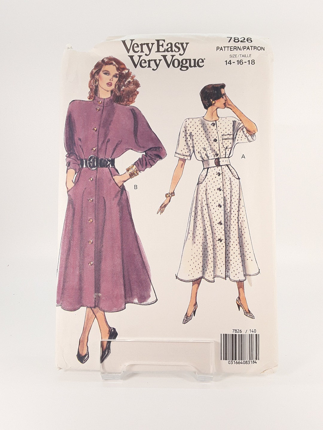 Vogue 7826 Pattern Very Easy Very Vogue Misses Dress Size 14-16-18 ...