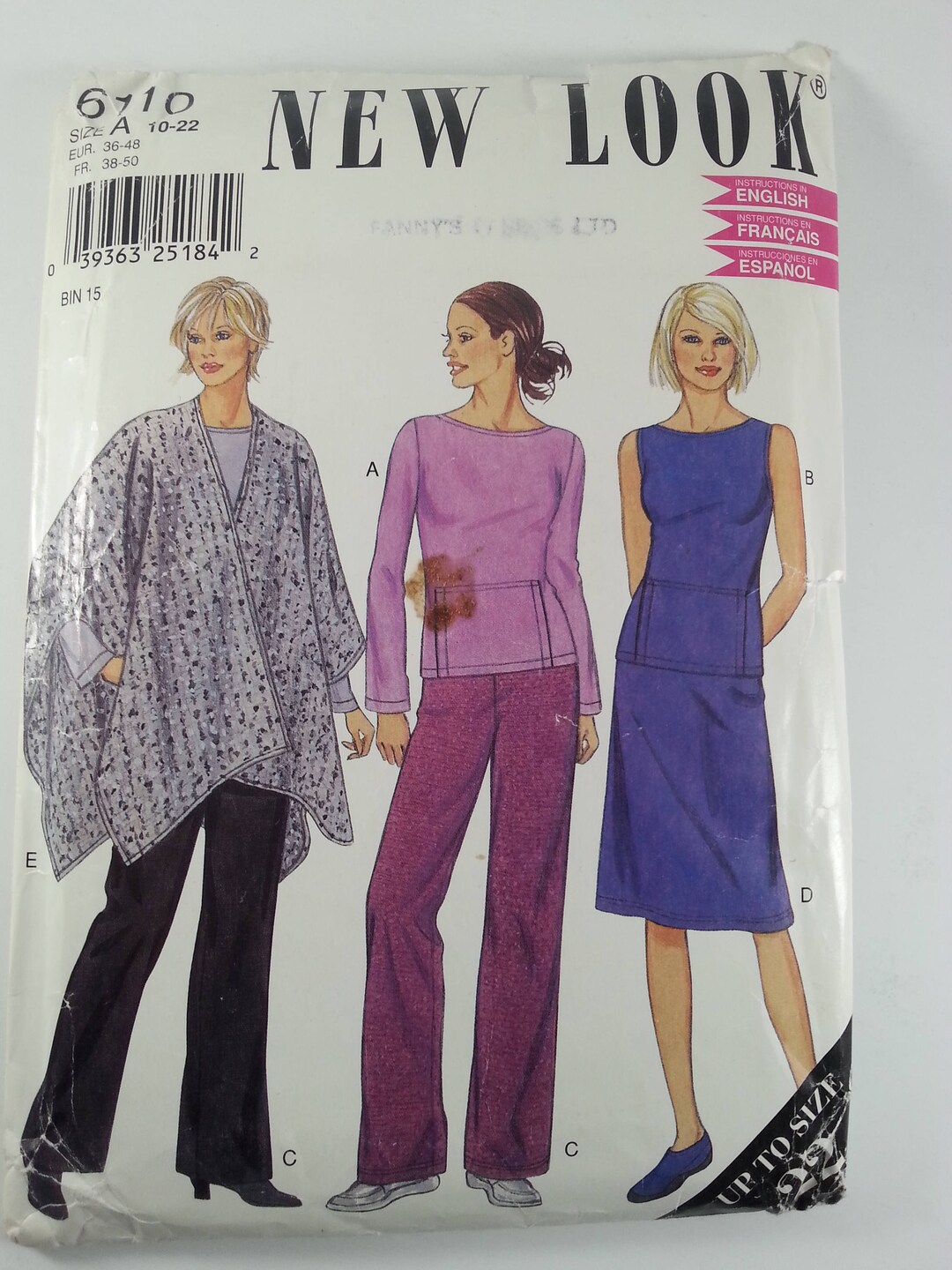 NEW LOOK Pattern 6110 Misses Top Dress Pants Skirt Shawl Stretch Knit ...